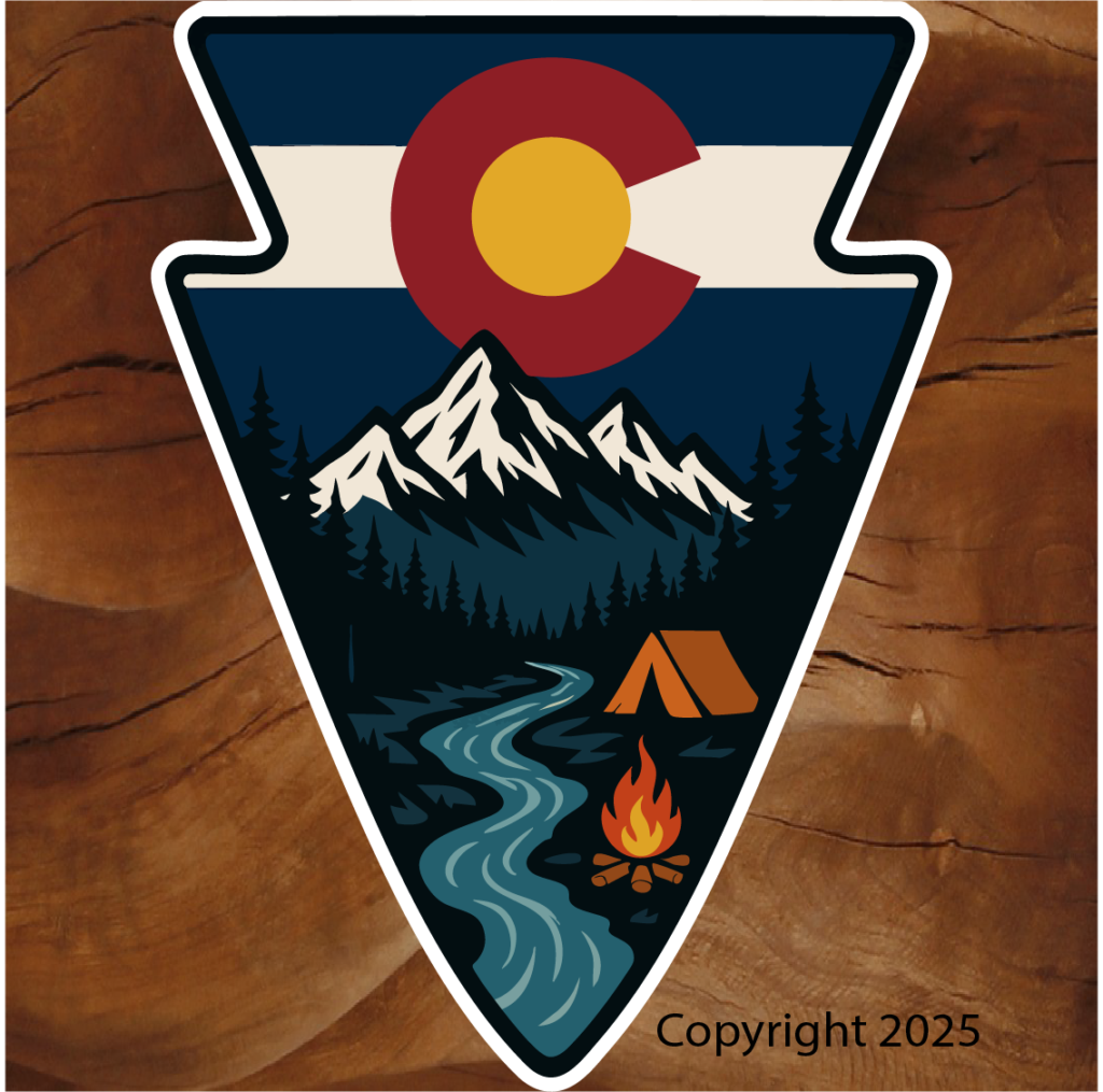 Colorado Flag Arrowhead Camping Sticker – Pikes Peak Printing