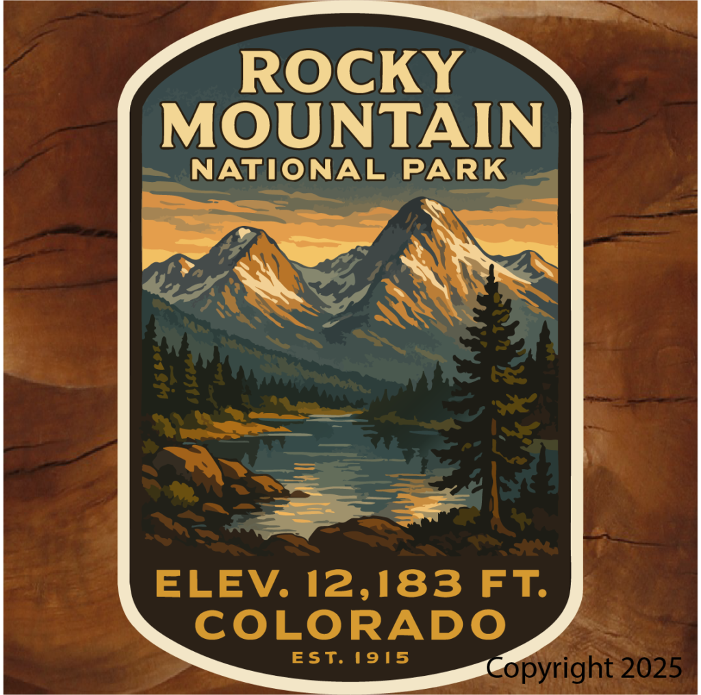 Rocky Mountain National Park vinyl stickers featuring mountain alpine ...