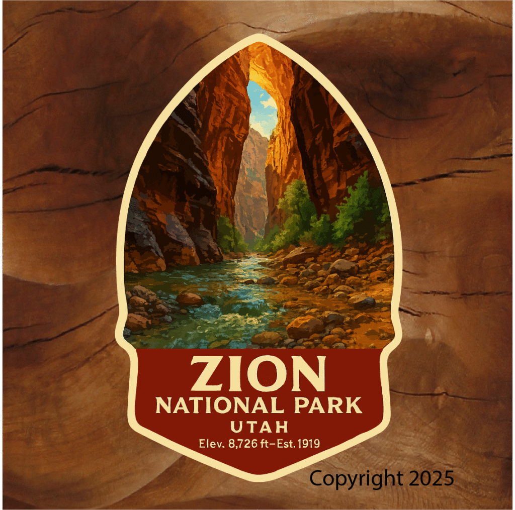 Zion stickers Zion National Park sticker, Decals Cave, Rocks, Stream ...